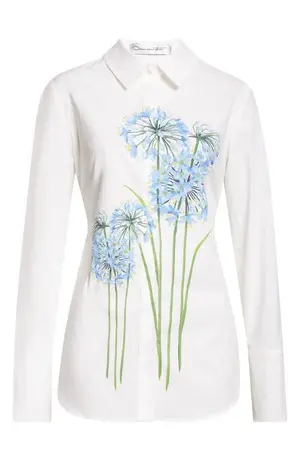 Oscar De La Renta Allium Cotton Poplin Blouse
