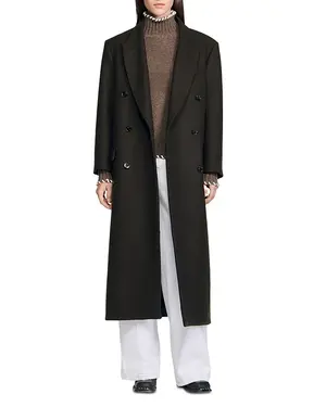 Sandro Straight Coat - Brown