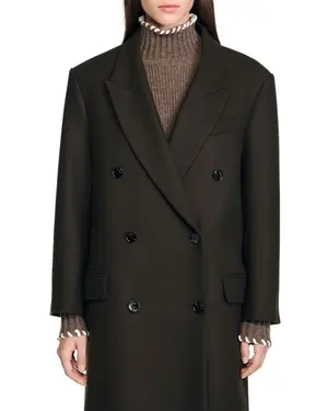 Sandro Straight Coat - Brown