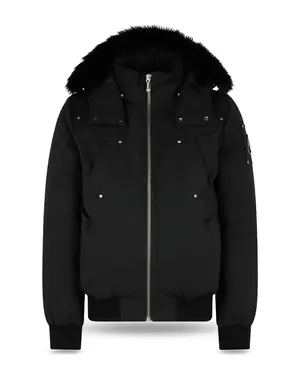 Moose Knuckles Original Ballistic Shearling Trimmed Down Bomber Jacket - Black/ Black