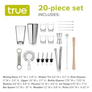TRUE BRANDS 20 Piece Barware Set