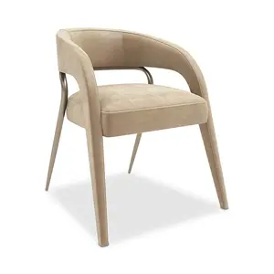 CARACOLE Gazelle Dining Chair - Fabric - (ivory)/finish Brushed Gold