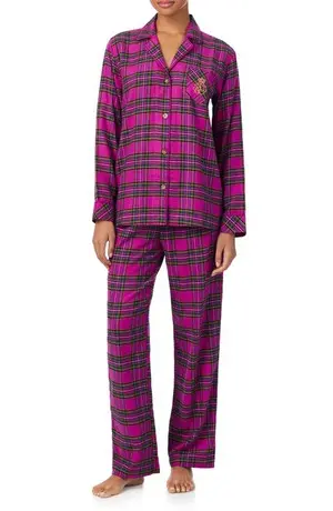 Ralph Lauren Cotton Blend Pajamas - Pink Plaid