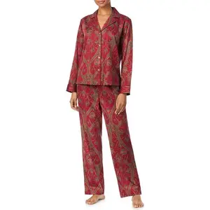 Ralph Lauren Paisley Cotton Blend Pajamas - Red/paisley