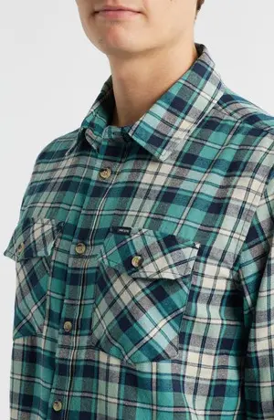 DARK SEAS Tanglewood Plaid Flannel Button-up Shirt - White/blue