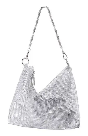 Nina Soho Rhinestone Shoulder Bag - Silver