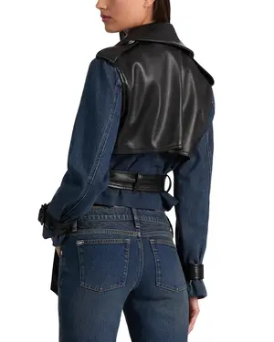 Alice + Olivia Cropped Denim Trench Jacket