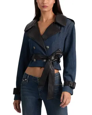 Alice + Olivia Cropped Denim Trench Jacket