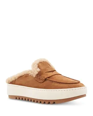 Aquatalia Amata Shearling Mules - Camel
