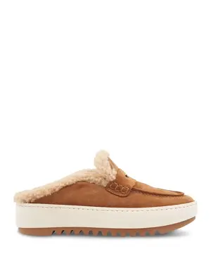 Aquatalia Amata Shearling Mules - Camel