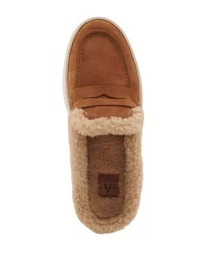 Aquatalia Amata Shearling Mules - Camel