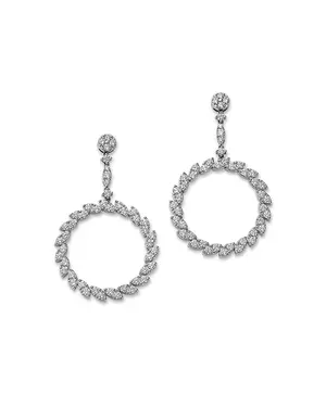 Roberto Coin 18k Diamond Circle Drop Earrings - White Gold