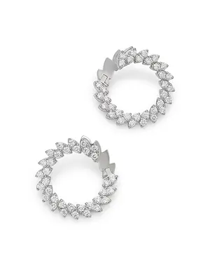 Roberto Coin 18k Diamond Spiral Hoop Earrings - White Gold