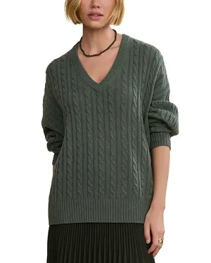 Jenni Kayne Nell V-neck Wool Cashmere Sweater - Pine
