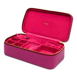 RAPPORT LONDON Charlotte Leather Jewelry Case - Dark Pink