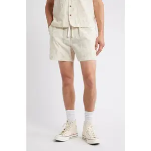 RIZORT Cotton-linen Blend Drawstring Shorts
