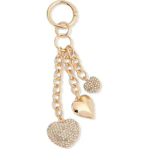 Chelsea28 Crystal Heart Bag Charm - Clear- Gold