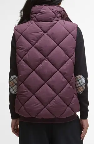 Barbour Diamond Quilted Puffer Vest - Black Cherry/muted Tartan