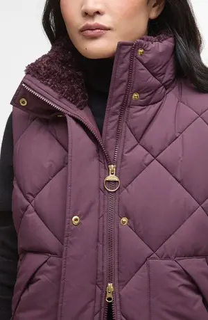 Barbour Diamond Quilted Puffer Vest - Black Cherry/muted Tartan