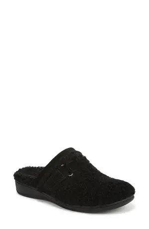 Vionic Faux Shearling Clogs - Black