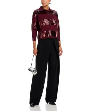 Essentiel Antwerp Sequin Stripe Polo Sweater