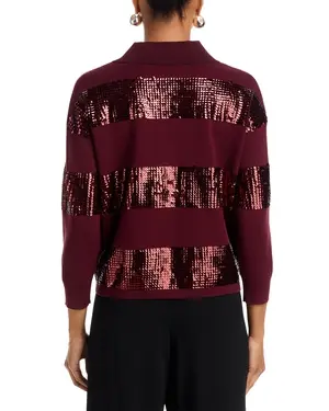 Essentiel Antwerp Sequin Stripe Polo Sweater