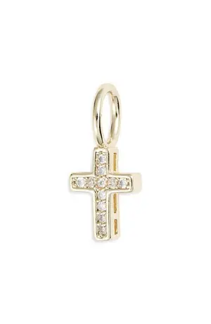 THE SIS KISS Crystal Cross Charm - Gold