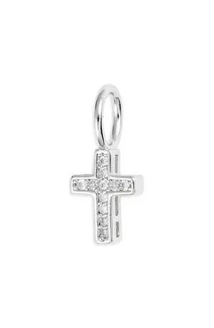 THE SIS KISS Crystal Cross Charm - Silver
