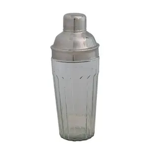 STORIED HOME Glass Cocktail Shaker With Stainless Steel Lid - Clear