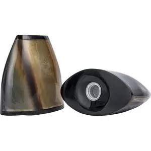 STORIED HOME Round Horn Salt And Pepper Shakers - Black