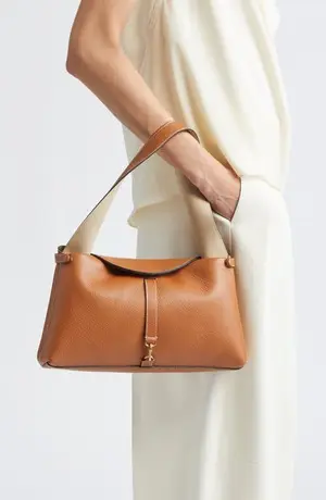 REE PROJECTS Florencia Soft Pebble Grain Leather Shoulder Bag - Caramel