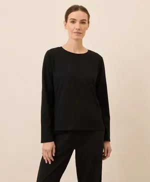 PACT Organic Cotton Cool Stretch Relaxed Sleep Shirt - Black
