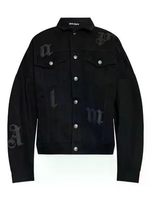 Palm Angels Appliqué Buttoned Denim Jacket - Black