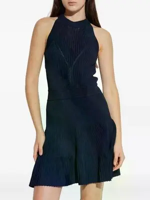 Balmain Ribbed Halter Mini Dress - Blue