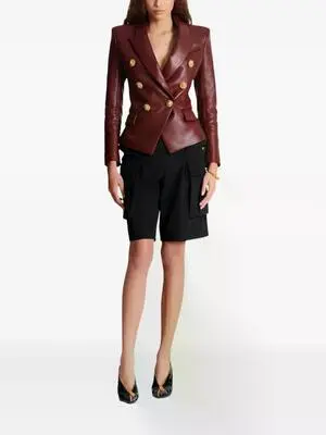 Balmain Double-breasted Lambskin Jacket - Red