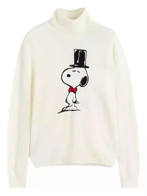 Chinti & Parker Snoopy Motif Roll Neck Sweater - Neutrals