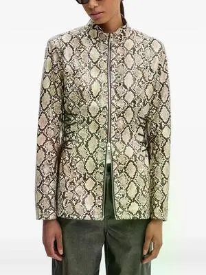 RÉSUMÉ Snakeskin-print Zip-up Bomber Jacket