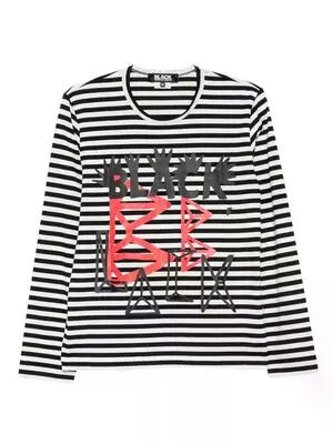 BLACK COMME DES GARÇONS Striped Graphic-print T-shirt - Black