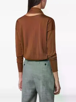 ROBERTO COLLINA Scarf-detail V-neck Blouse