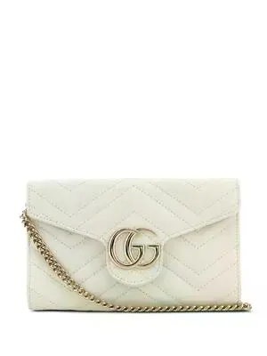 Gucci Gg Marmont Chevron-leather Wallet - White