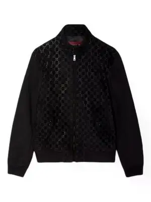 Gucci Gg-pattern Suede Bomber Jacket