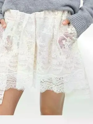 N°21 Asymmetrical Lace Mini Skirt - White