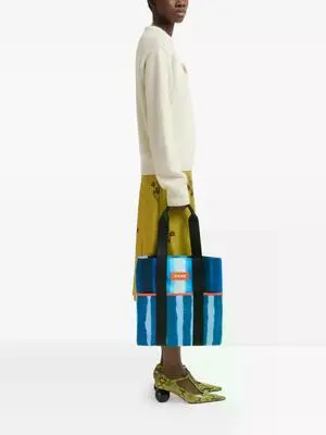 Marni Striped Tote Bag With Tape Handles