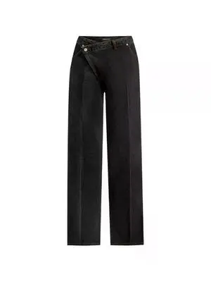 Manière De Voir Wrapover Wide-leg Jeans With Contrast Stitching