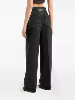 Manière De Voir Wrapover Wide-leg Jeans With Contrast Stitching
