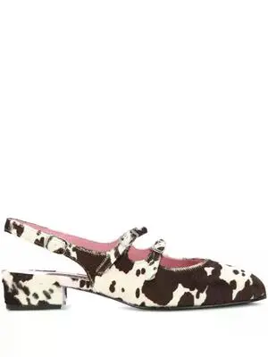 CAREL Leather Buckle Slingback Pumps - Brown