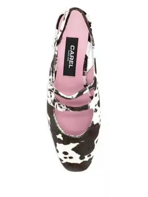 CAREL Leather Buckle Slingback Pumps - Brown