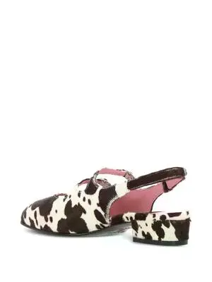 CAREL Leather Buckle Slingback Pumps - Brown