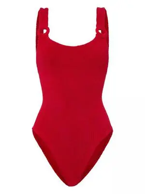Hunza G Domino Hoop-detail One-piece Swimsuit - Red