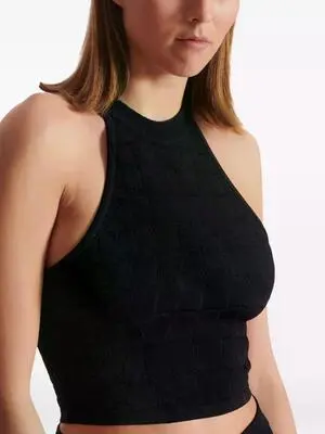 Balmain Halterneck Crocodile-effect Top